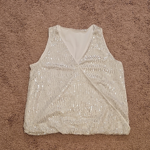 Amazon Essentials | Tops | Amazon Essentials Silver Sequin Tank Top ...